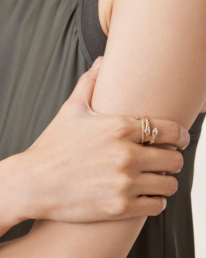 Serpent Textured Ring Set Gold | ALLSAINTS